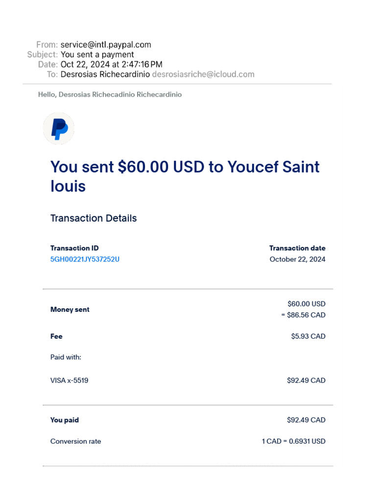 You Sent A Payment | PDF