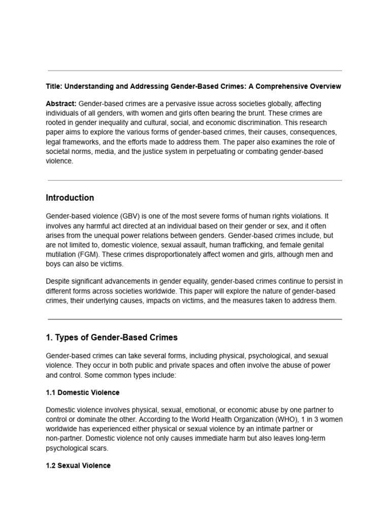 gender based crimes | PDF | Domestic Violence | Violence