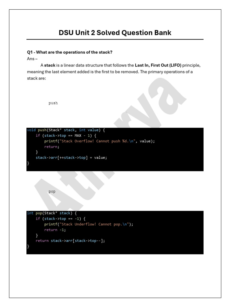 Solved Unit 2 Q-Bank | PDF | Queue (Abstract Data Type) | Process ...