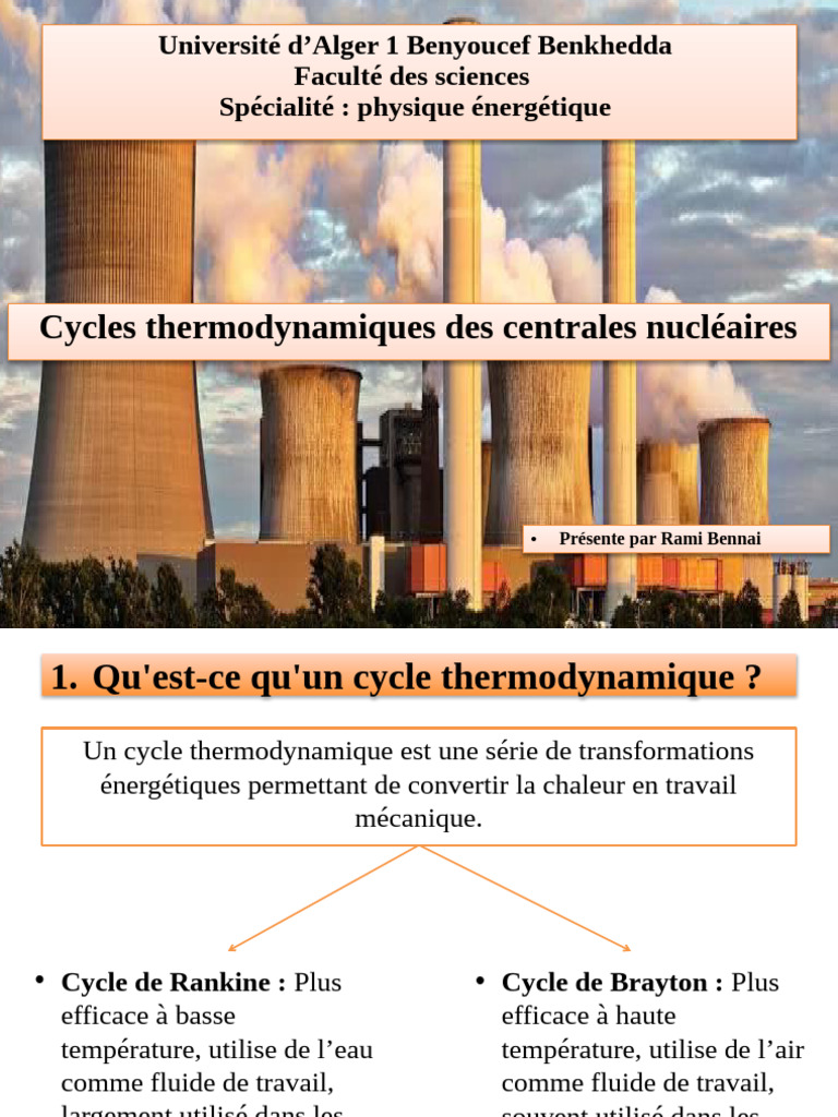 BENNAI RAMI Thermodynamic Cycles Nuclear Power Plants | PDF | Turbine ...