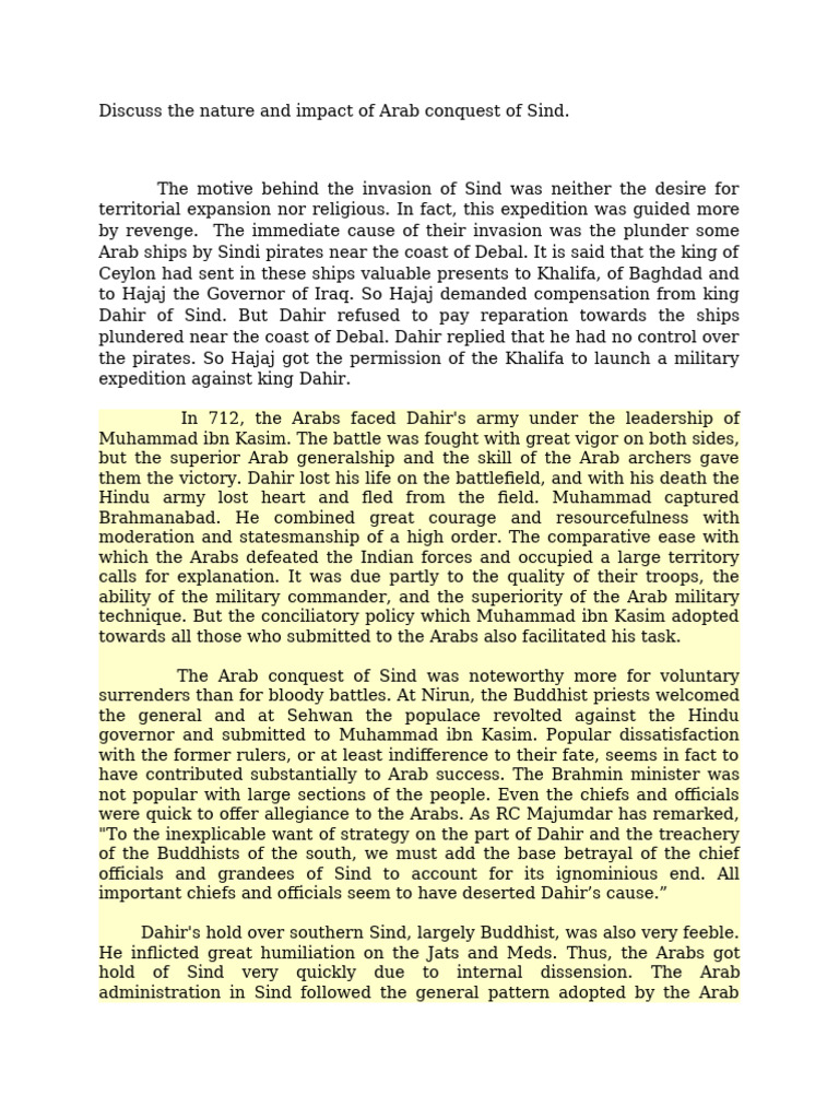 2. Arab conquest on Sind | PDF | Sindh | Arabs