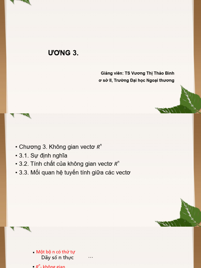 TOAE105 - Chương 3. Không Gian Vecto | PDF