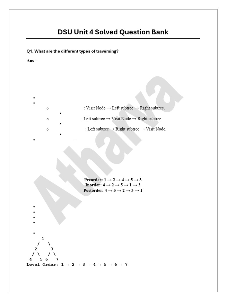 Solvedunit4q Bank Pdf Algorithms And Data Structures Theoretical Computer Science