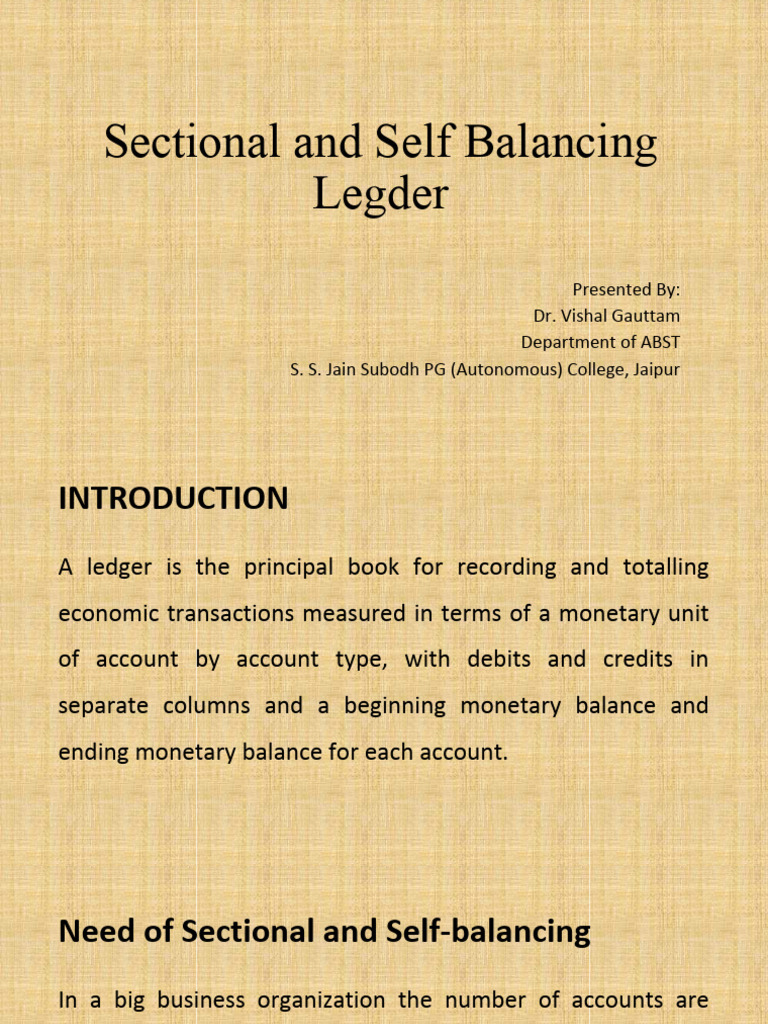 Sectional and Self Balancing Ledger | PDF | Debits And Credits | Financial Services