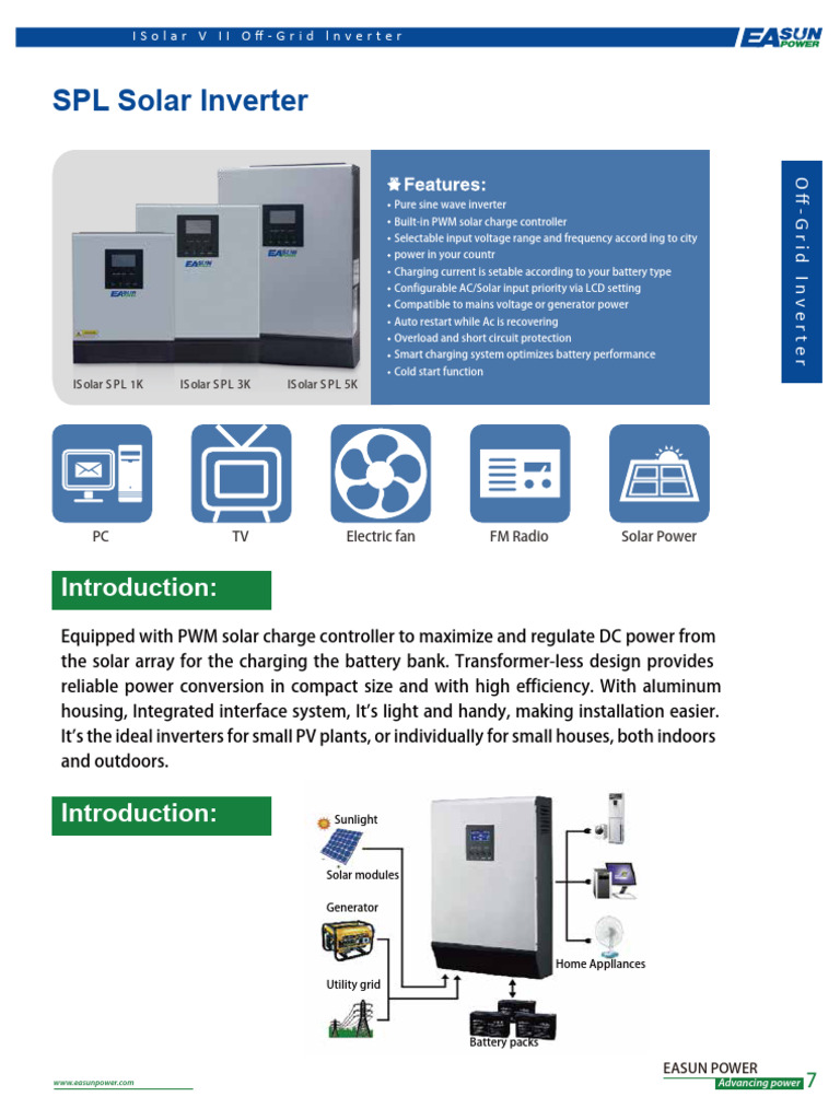 ISolar SPL 1 5K Brochure | PDF | Power Inverter | Power Electronics