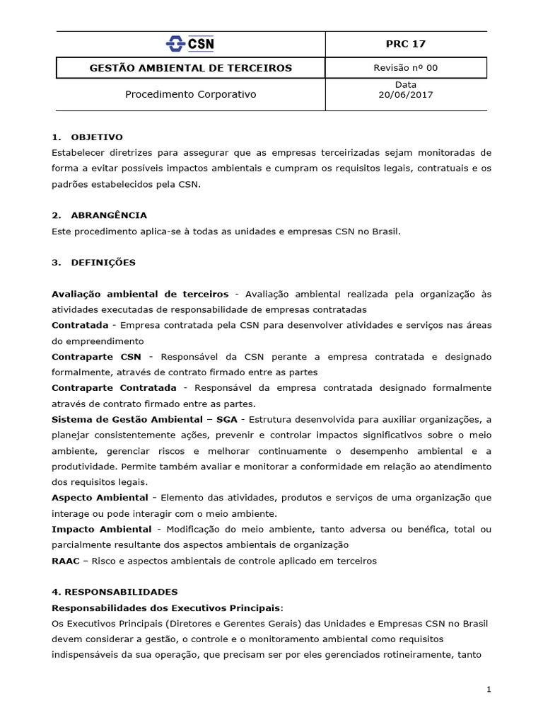 PRC 17 - Gestão de Terceiros_rev00 | PDF | Gestão de recursos ...