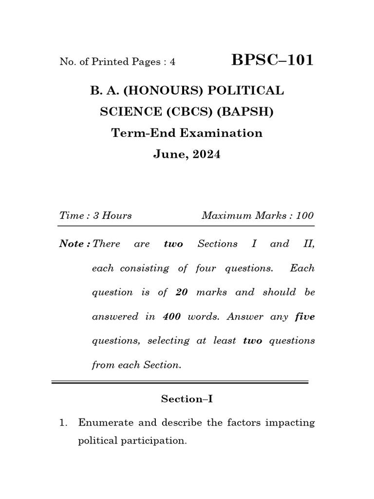 BPSC 101 | PDF