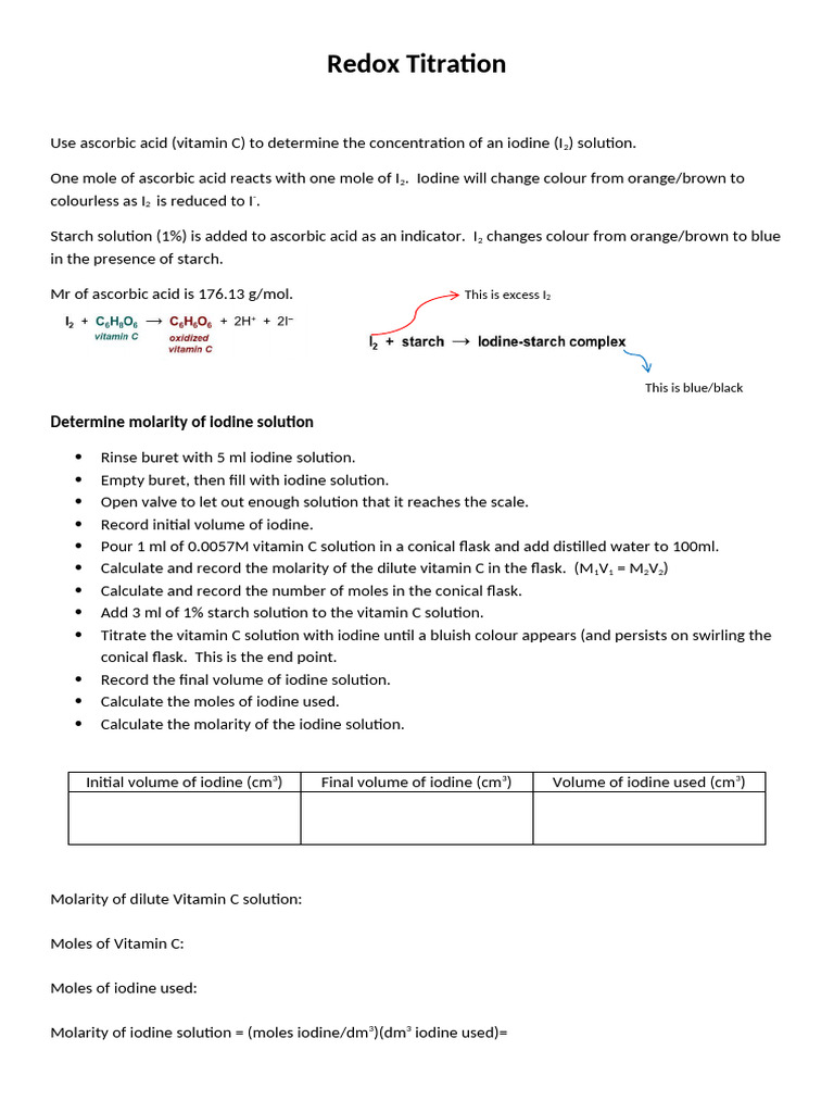 Redox Titration | PDF