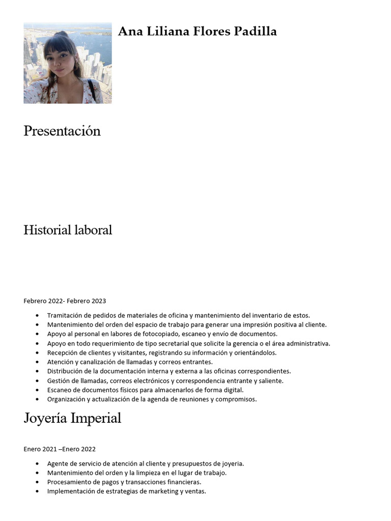 Currículum ANA FLORES | PDF | Business