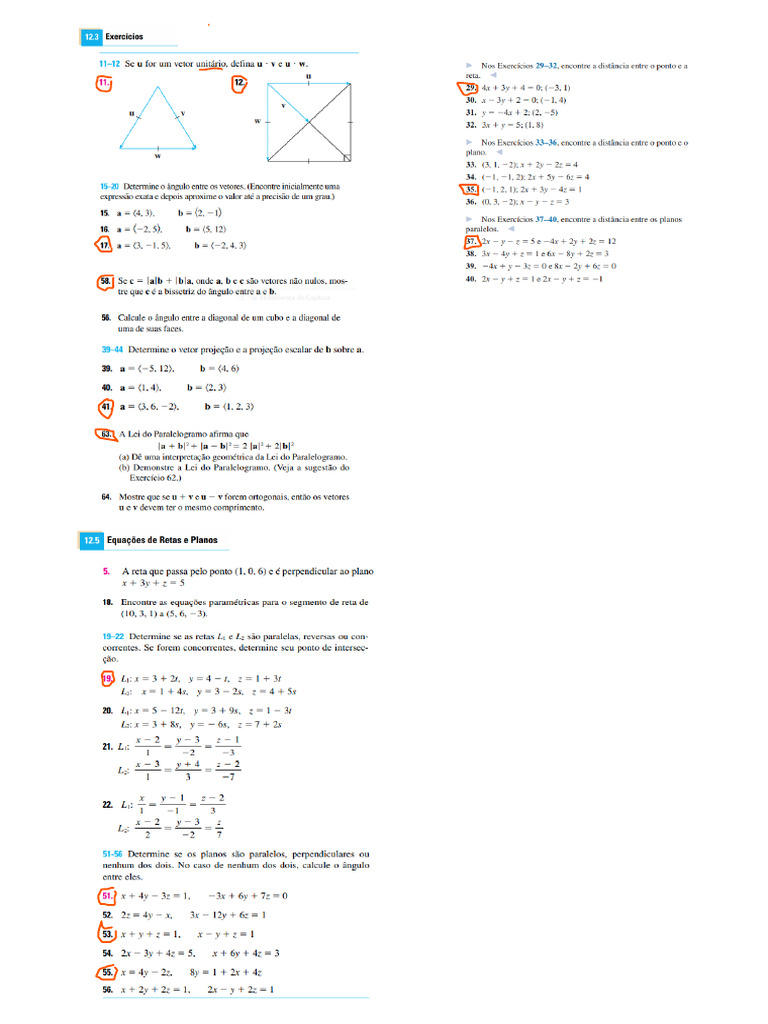 Lista - Exerc - 2 (Norma Produto Escalar Projecao Retas e Planos) | PDF