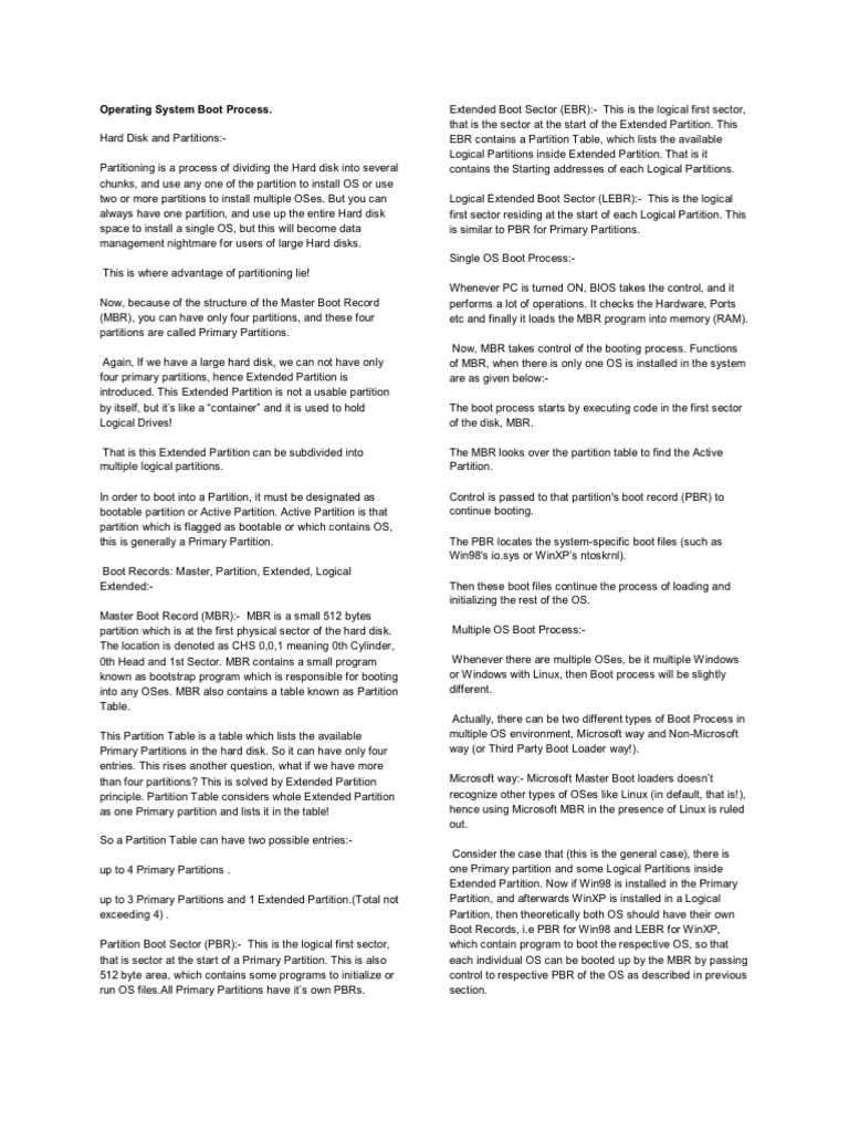 Operating System Boot Process | PDF | Booting | Bios