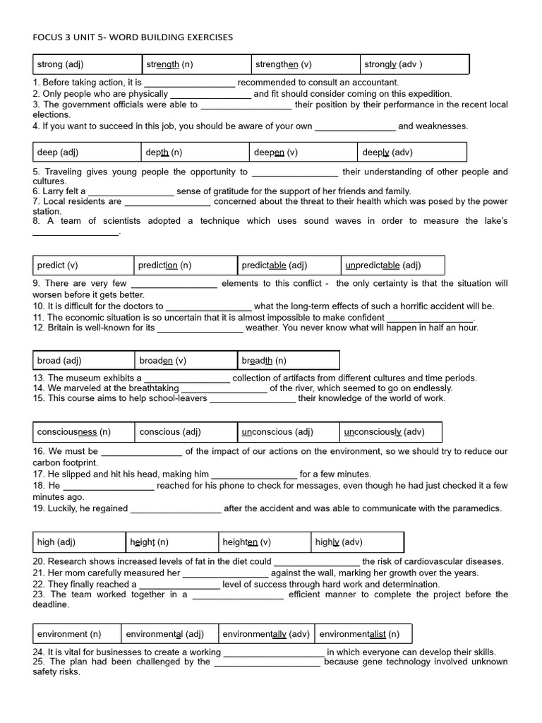 F3_U5_WORDBUILDING.docx-1 | PDF | Natural Environment