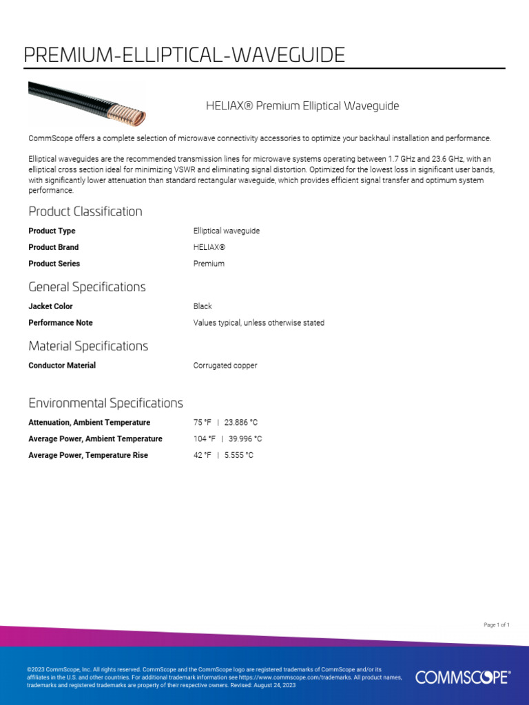 premium-elliptical-waveguide-product-specifications | PDF