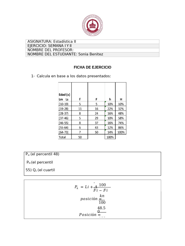 Ejercicios de Percentiles y Cuartiles | PDF