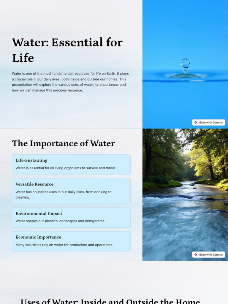 Water Essential for Life (1) | PDF | Water | Water Resources