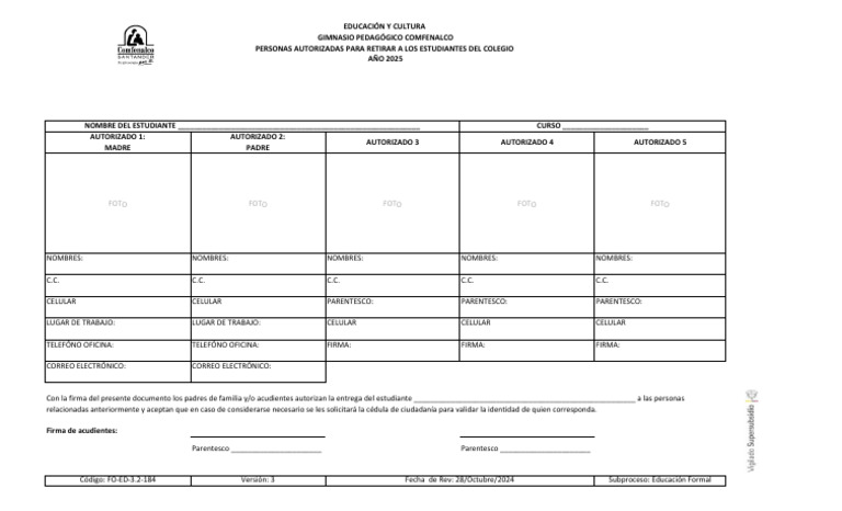 PERSONAS AUTORIZADAS 2025 (1) | PDF | Documento de identidad