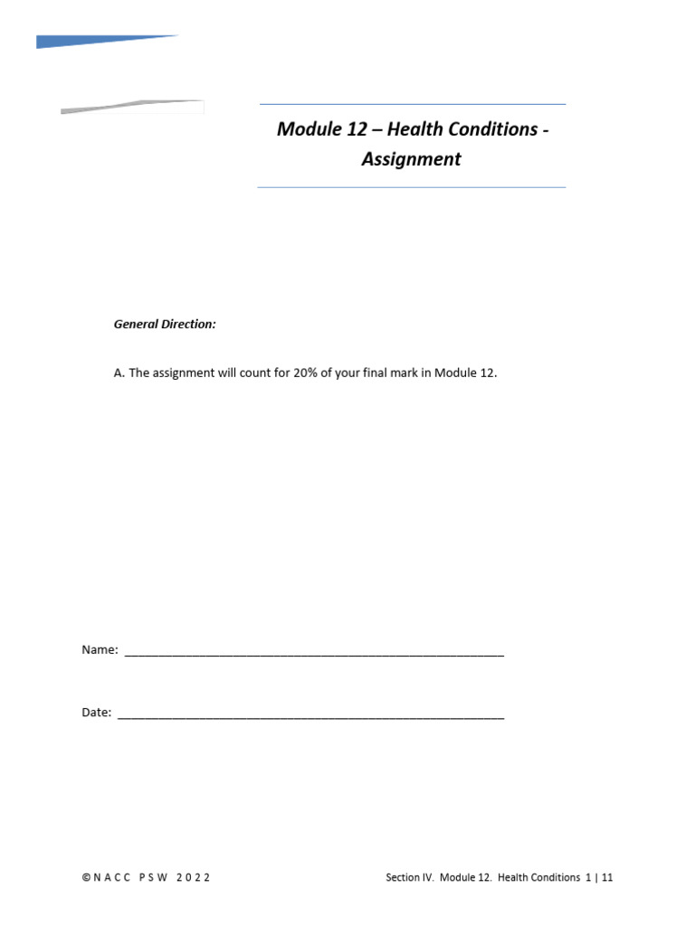 IV-12 Assigmt - Module 12 Health Conditions | PDF | Respiratory ...