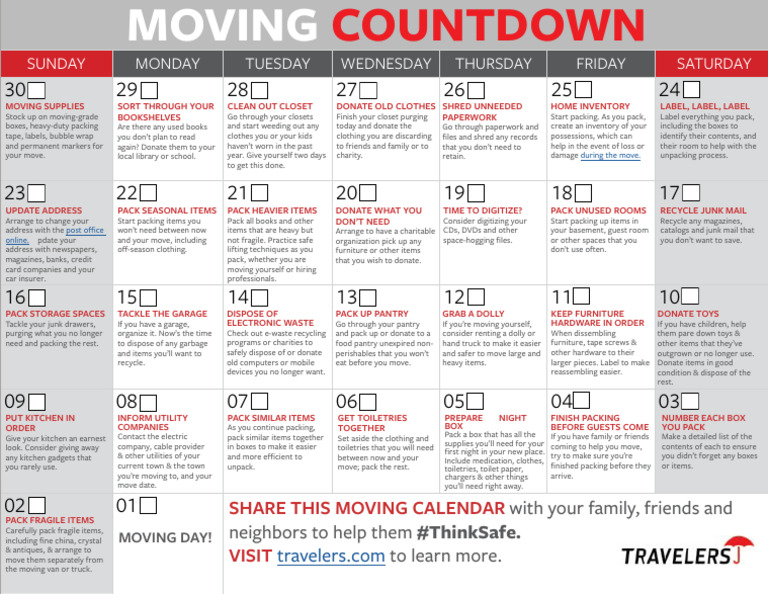 How to Move in 30 Days Calendar | PDF | Computer Hardware