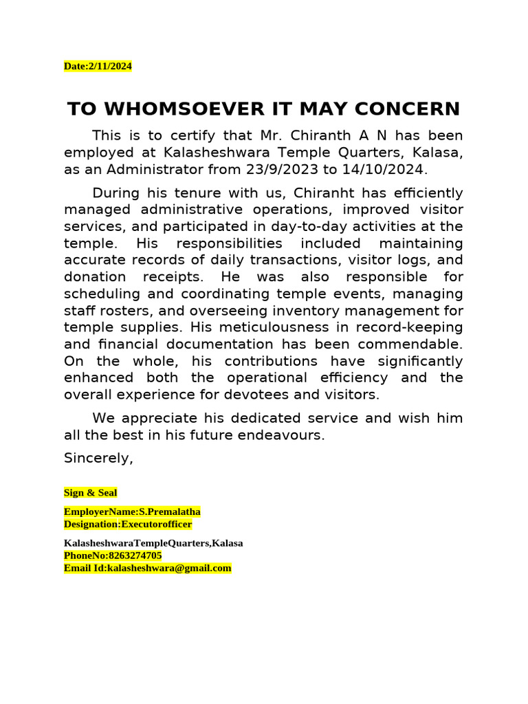 Chiranth_Workletter_E1 | PDF