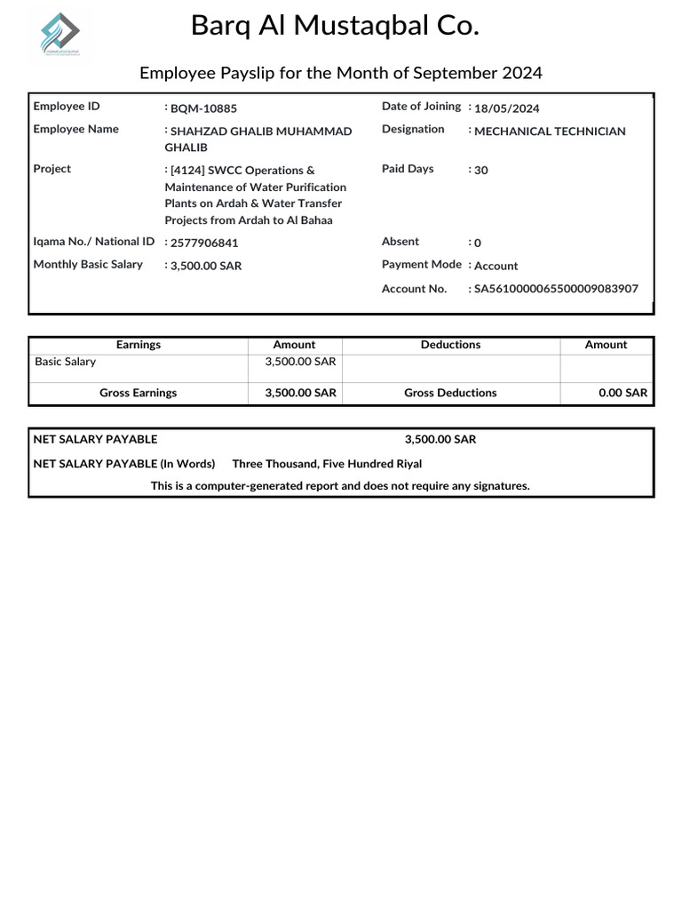 Payslip Sep-2024 | PDF
