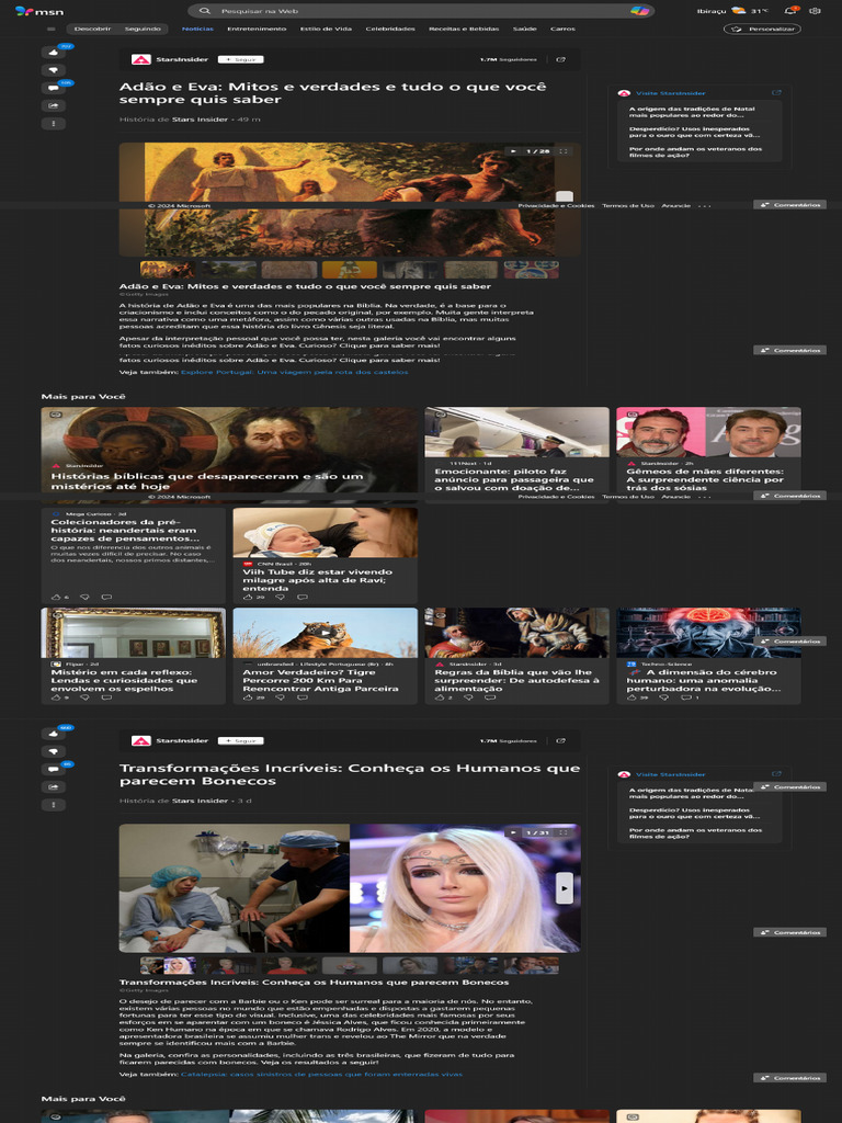 Screencapture MSN PT BR Estilo de Vida Lifestylegeneral Adao e Eva Mitos e Verdades e Tudo o Que ...