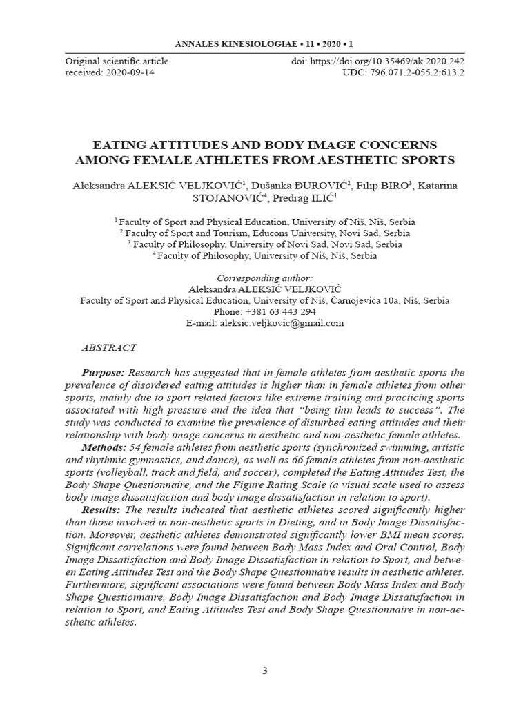 Eating Attitudes and Body Image Concerns Among Female Athletes From ...