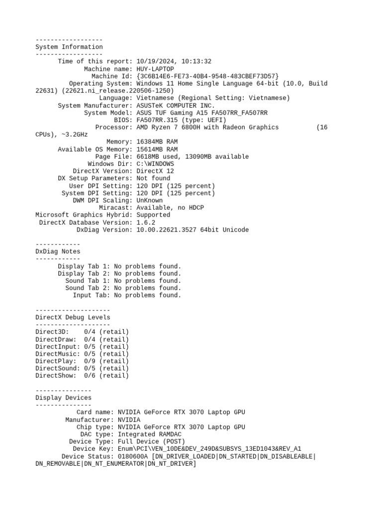 DX Diag | PDF | Device Driver | Graphics Processing Unit