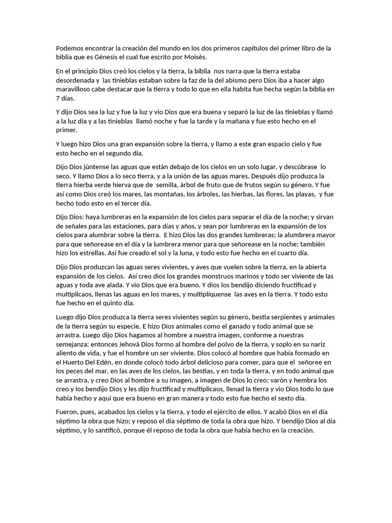 creacion del mundo | PDF | Narrativa de la creación del Génesis ... creacion del mundo | PDF | Narrativa de la creación del Génesis ...