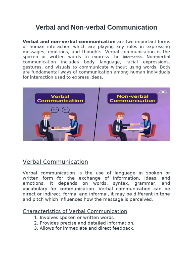 Verbal and Non-Verbal Communication Insights | PDF | Nonverbal ...