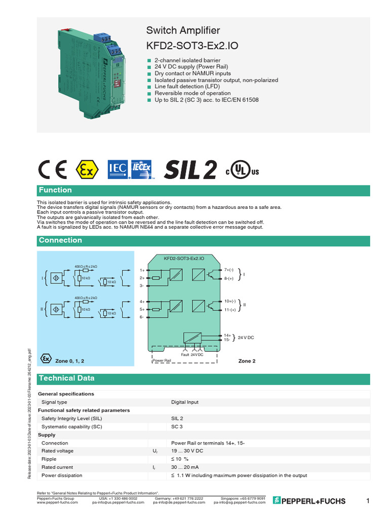 KFD2-SOT3-Ex2.IO Switch Amplifier | PDF