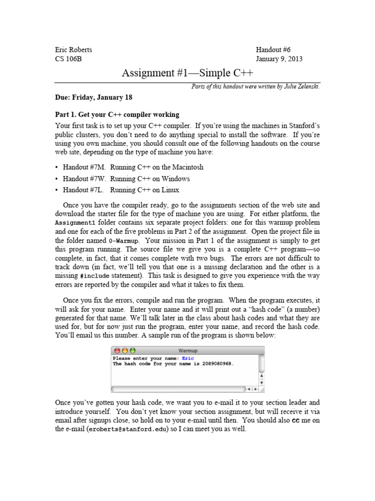C++ Assignment 1: Compiler Setup & Tasks | PDF | English Language | C++