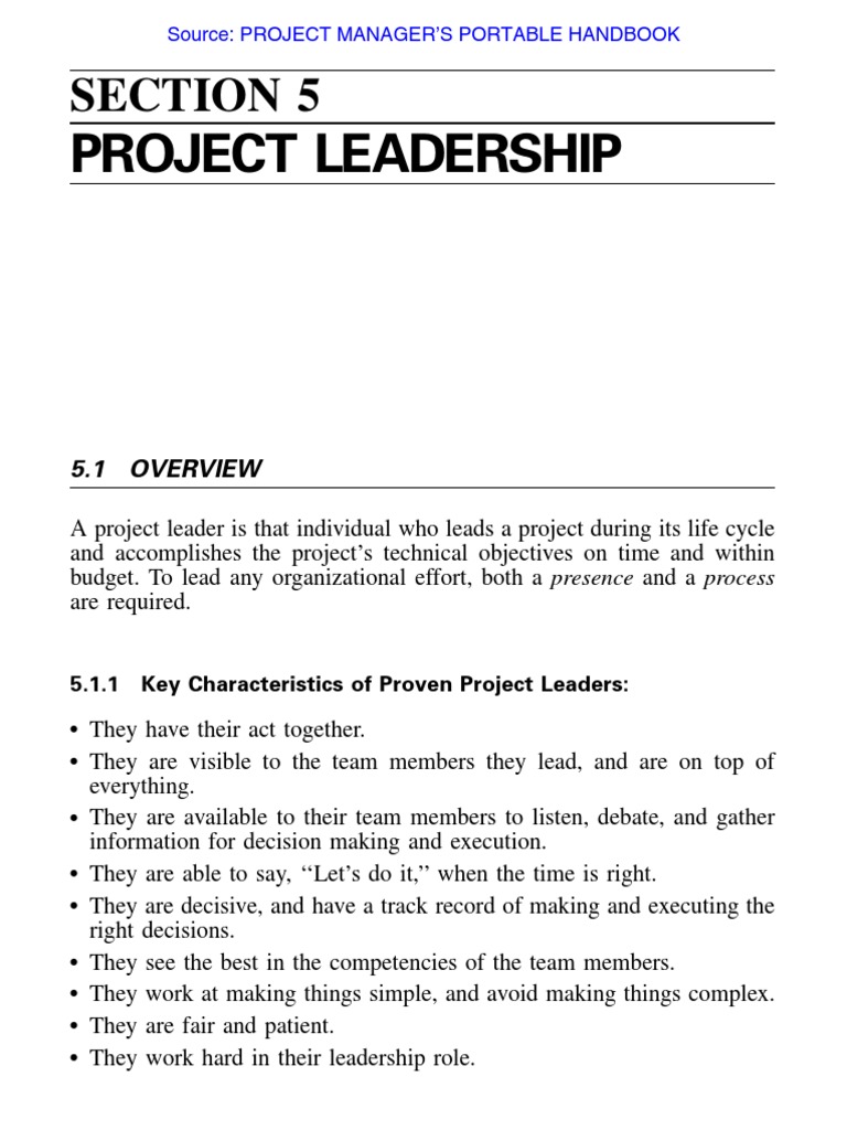 Project Leadership | PDF | Project Management | Leadership