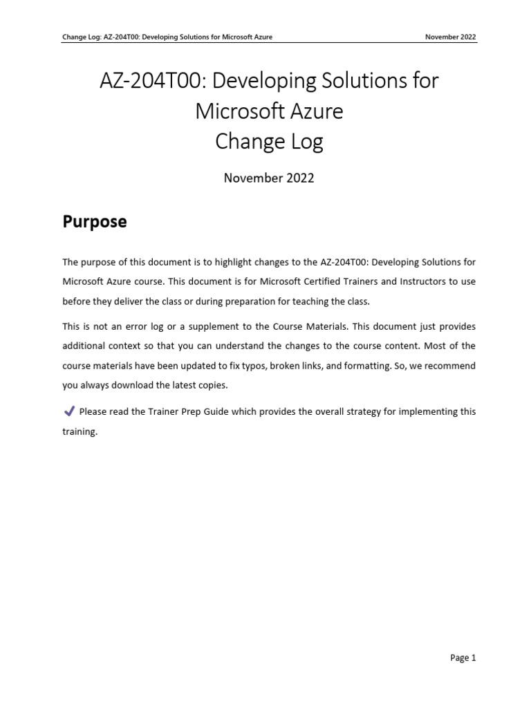AZ-204T00A-ENU-Change-Log | PDF | Microsoft | Software Engineering AZ-204T00A-ENU-Change-Log | PDF | Microsoft | Software Engineering