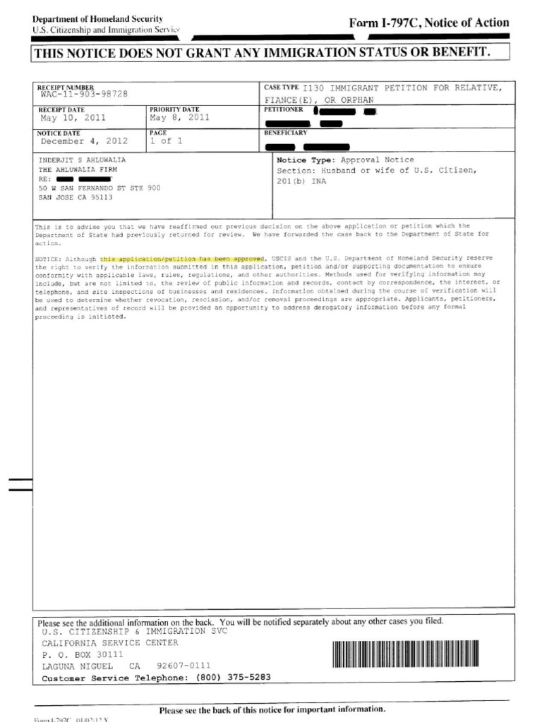 Form I 797c PDF - 1 | PDF