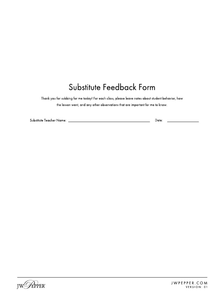 Substitute Feedback Form | PDF