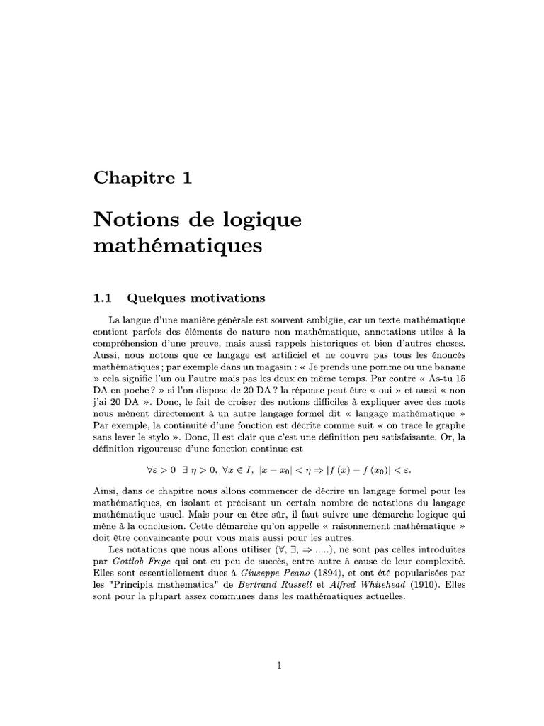 Chapitre 1 Notions de Logique Mathématiques | PDF