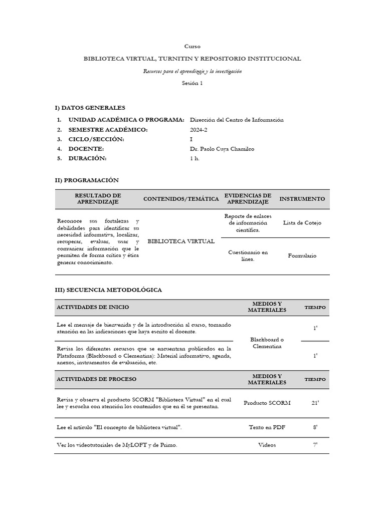 Sesión 1 Biblioteca Virtual 2024-2 | PDF | Libreria digital