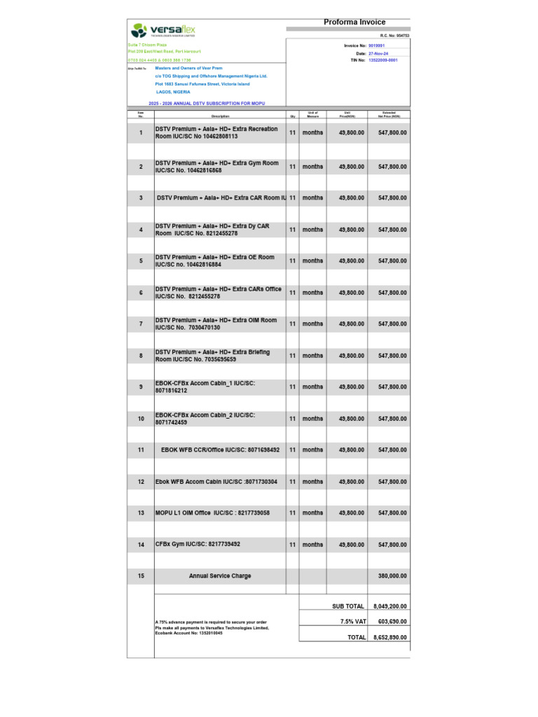 2025 - 2026 MOPU DSTV Proforma | PDF | Accounting