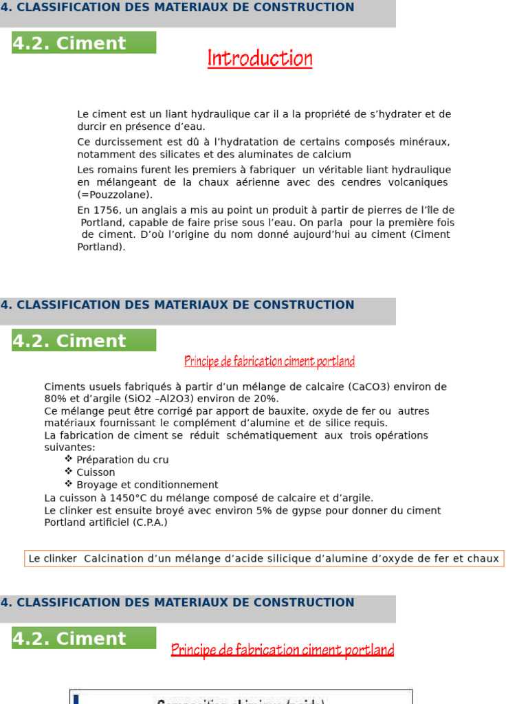 Fabrication et Types de Ciment | PDF | Ciment | Chaux