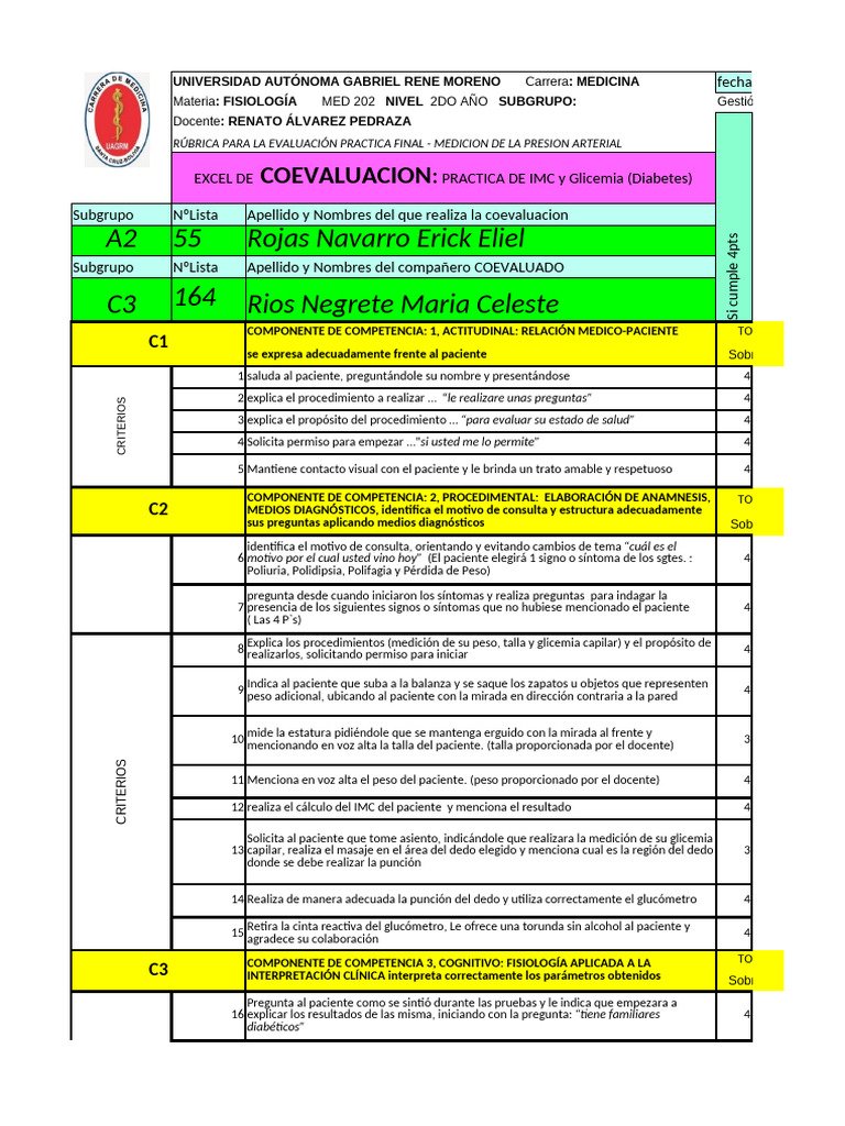 Coevaluación de Práctica de IMC y Glicemia | PDF | Diabetes ...