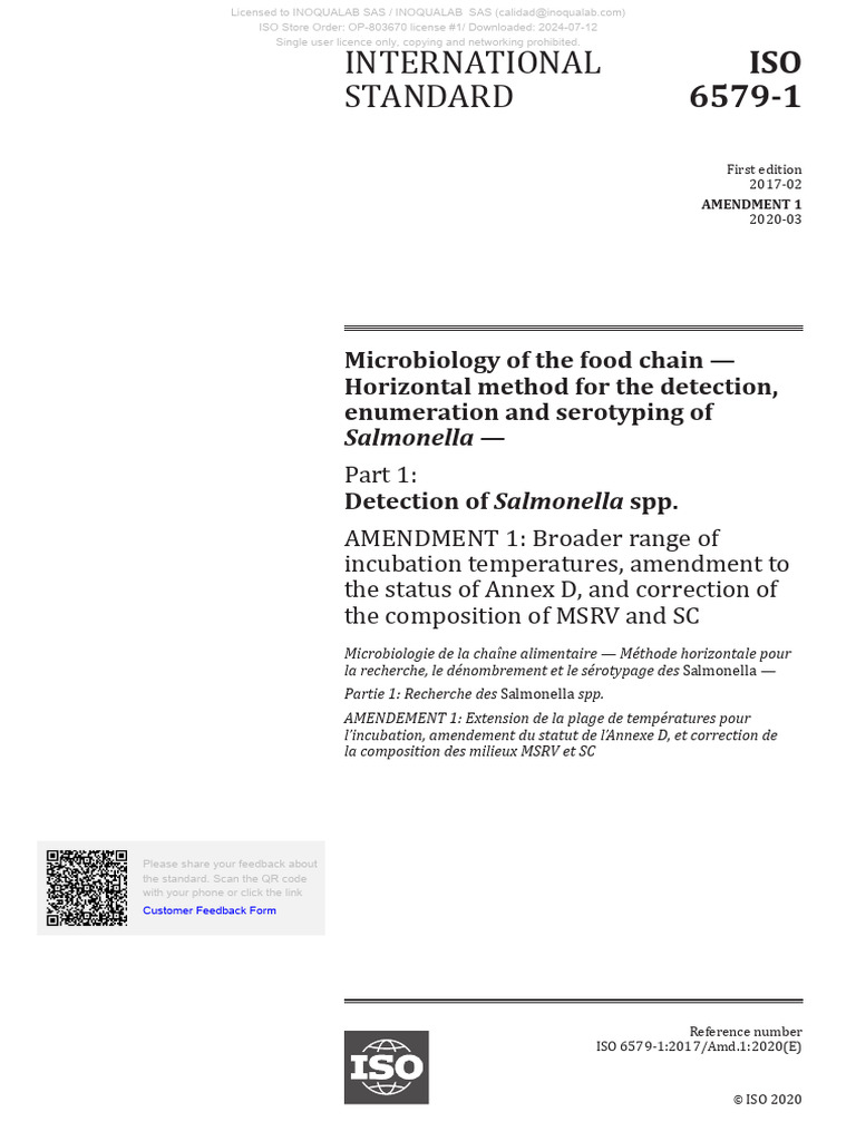 EXT-GCA-01 ISO-6579-1 2017 Ad2020 | PDF | International Organization ...