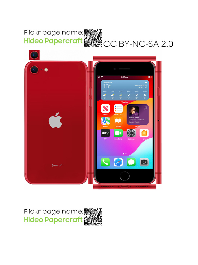 Iphone SE Red (Papercraft) | PDF