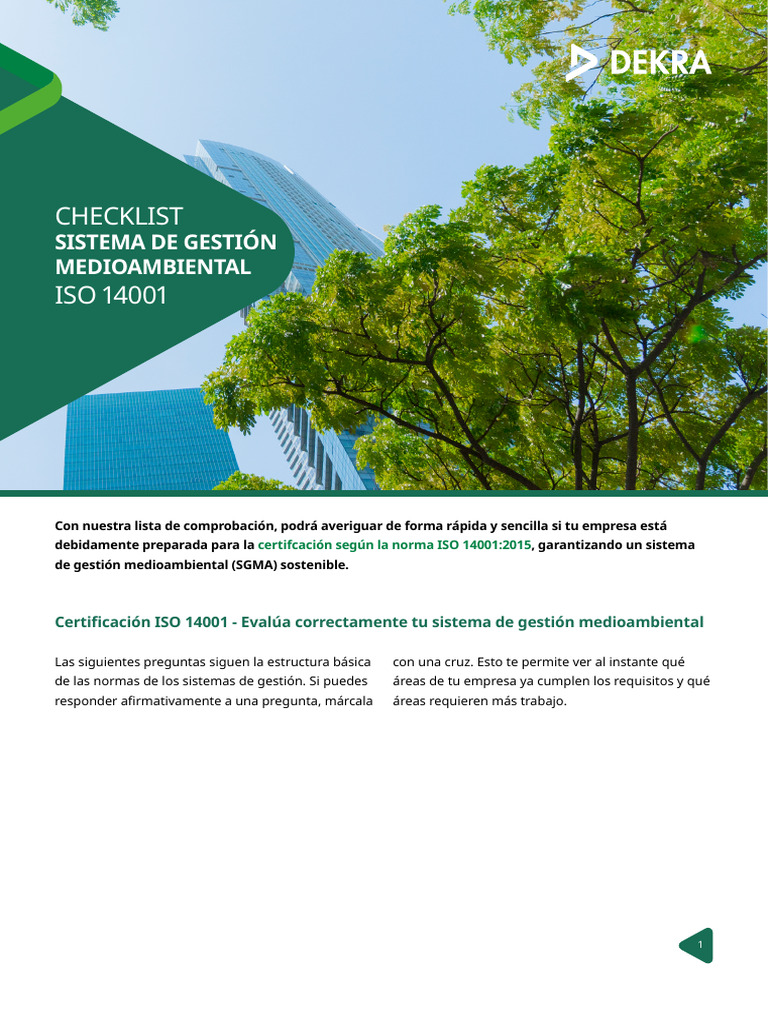 Dekra Checklist Iso14001 | PDF | Business | Entorno natural