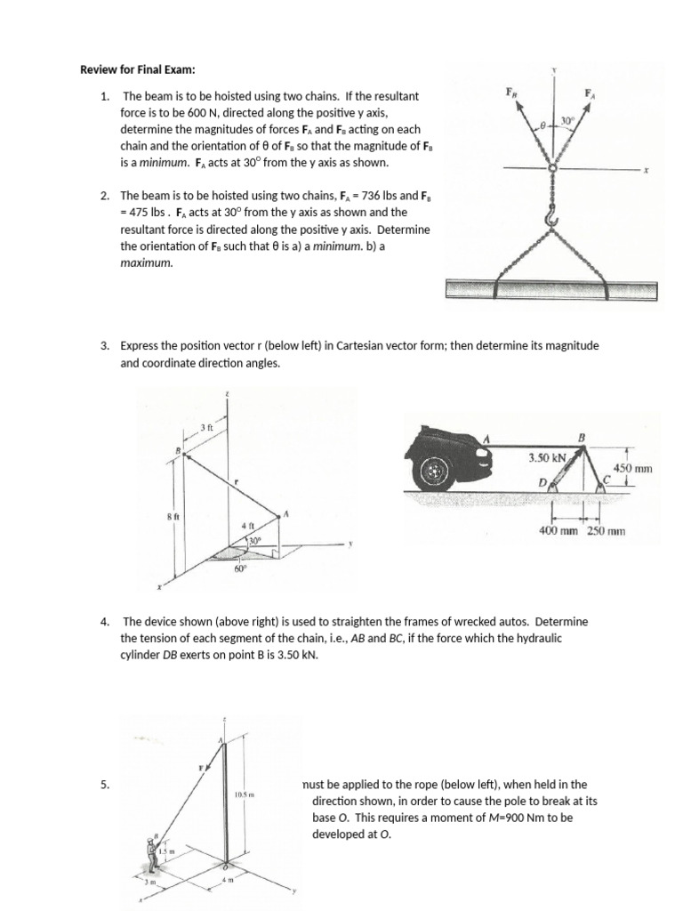 Review for Final Exam | PDF | Force | Beam (Structure)