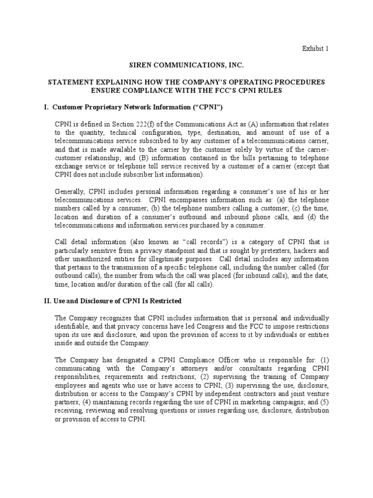 Exhibit 1-Siren Comm | PDF | Law Of Agency | Password