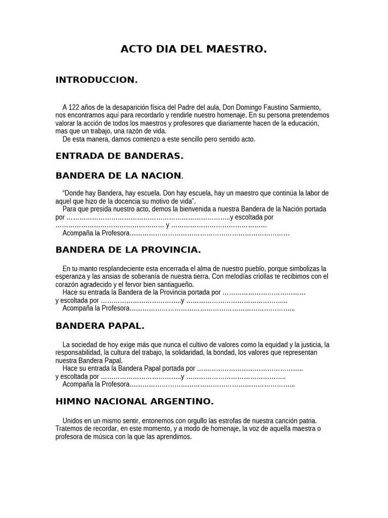 Acto Dia Del Maestro | PDF | Maestros