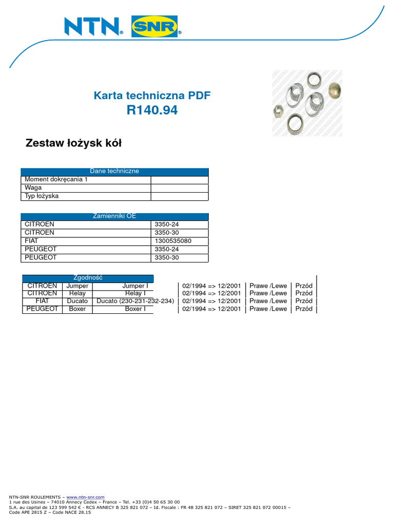 Karta Techniczna PDFR14094 | PDF