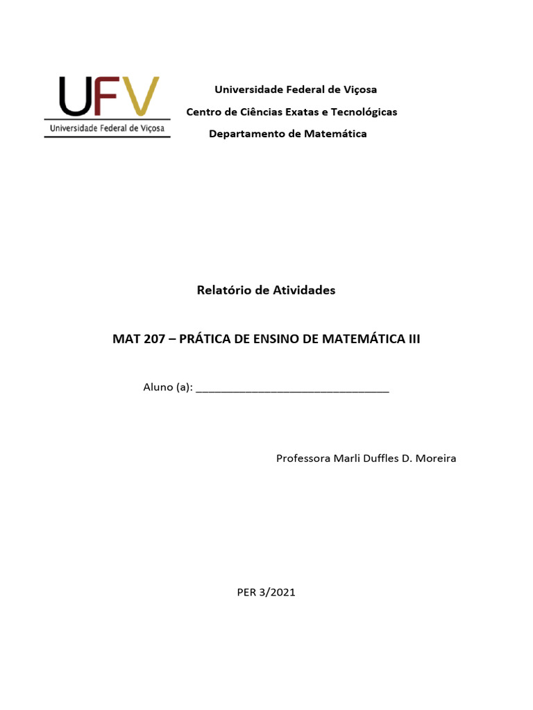 relatorio-atividades MAT 207_0dd507c73f003c28db273bc2273dab24 | PDF