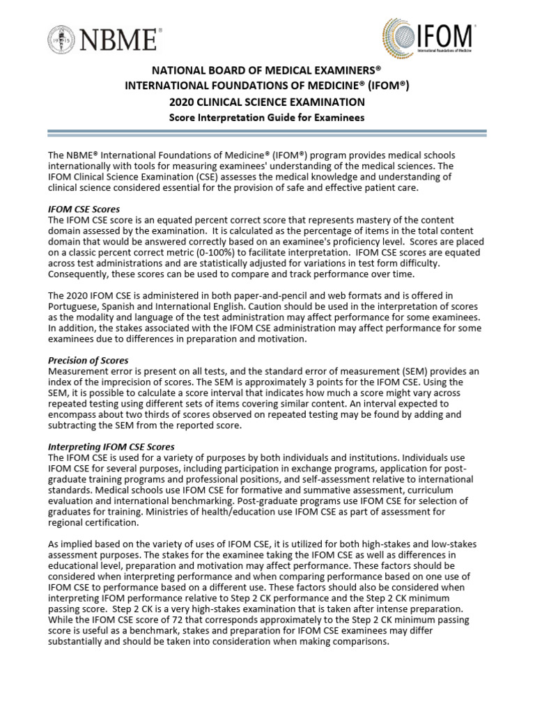 2020 IFOM CSE SIG English | PDF | United States Medical Licensing ...