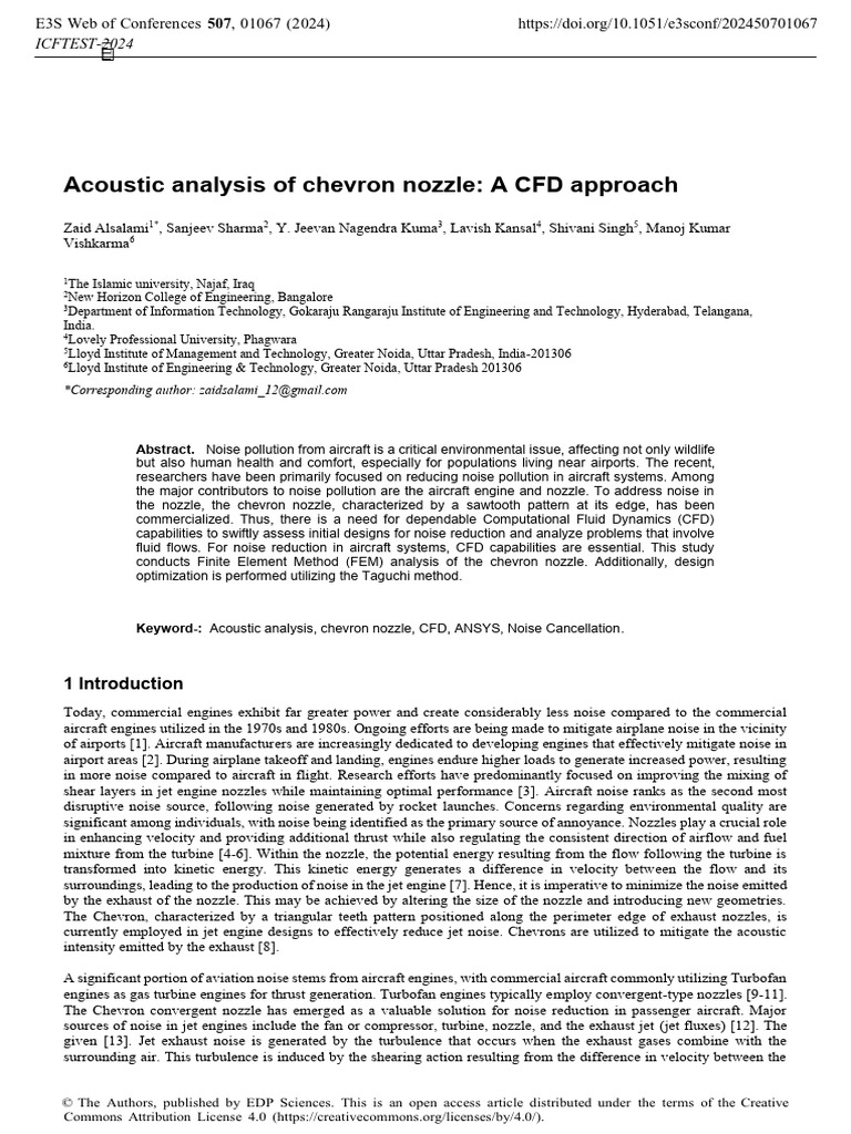 Acoustic Analysis of Chevron Nozzle A CFD Approach | PDF | Jet Engine ...